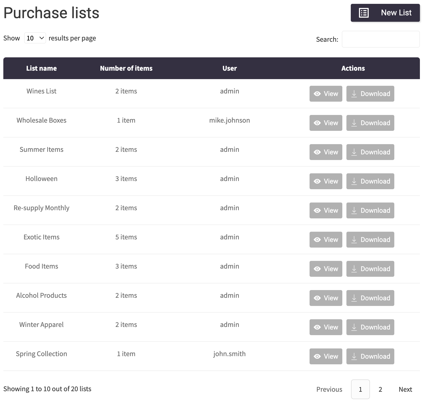 Purchase lists (wish lists, requisition lists) - B2BKing