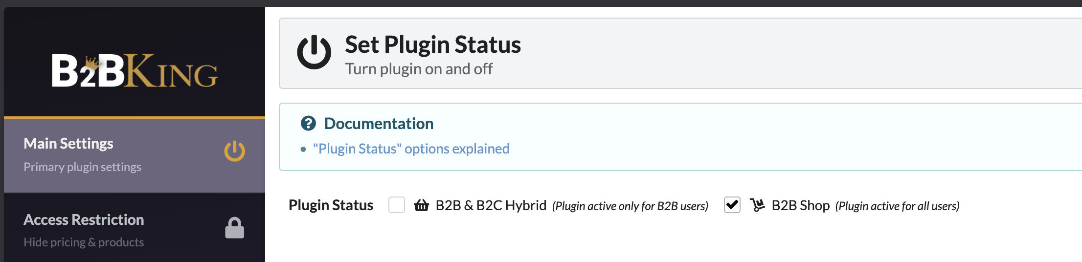 How does "Plugin Status" work? - B2BKing